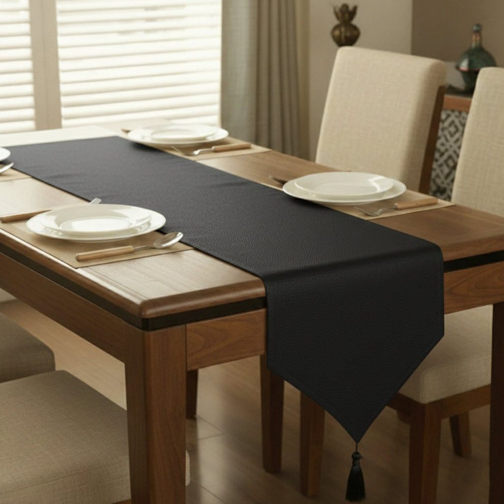 Leather - Black Table Runner | Trendy Home